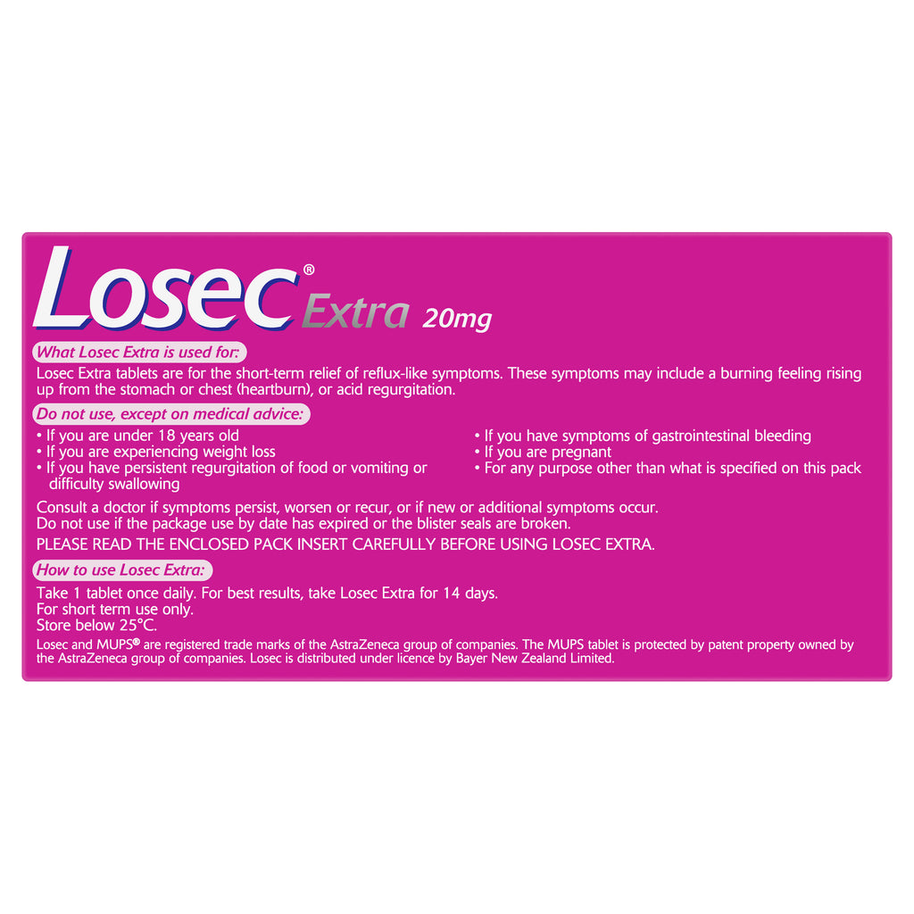 Losec Extra Omeprazole Heartburn and Acid Reflux Tablets 28 Pack