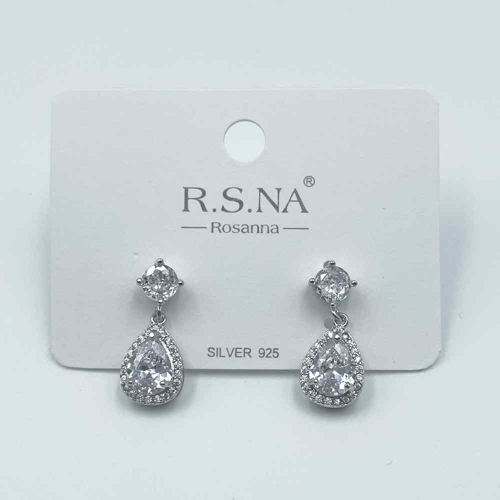 HB&Co Drop with Diamonds Silver Earring