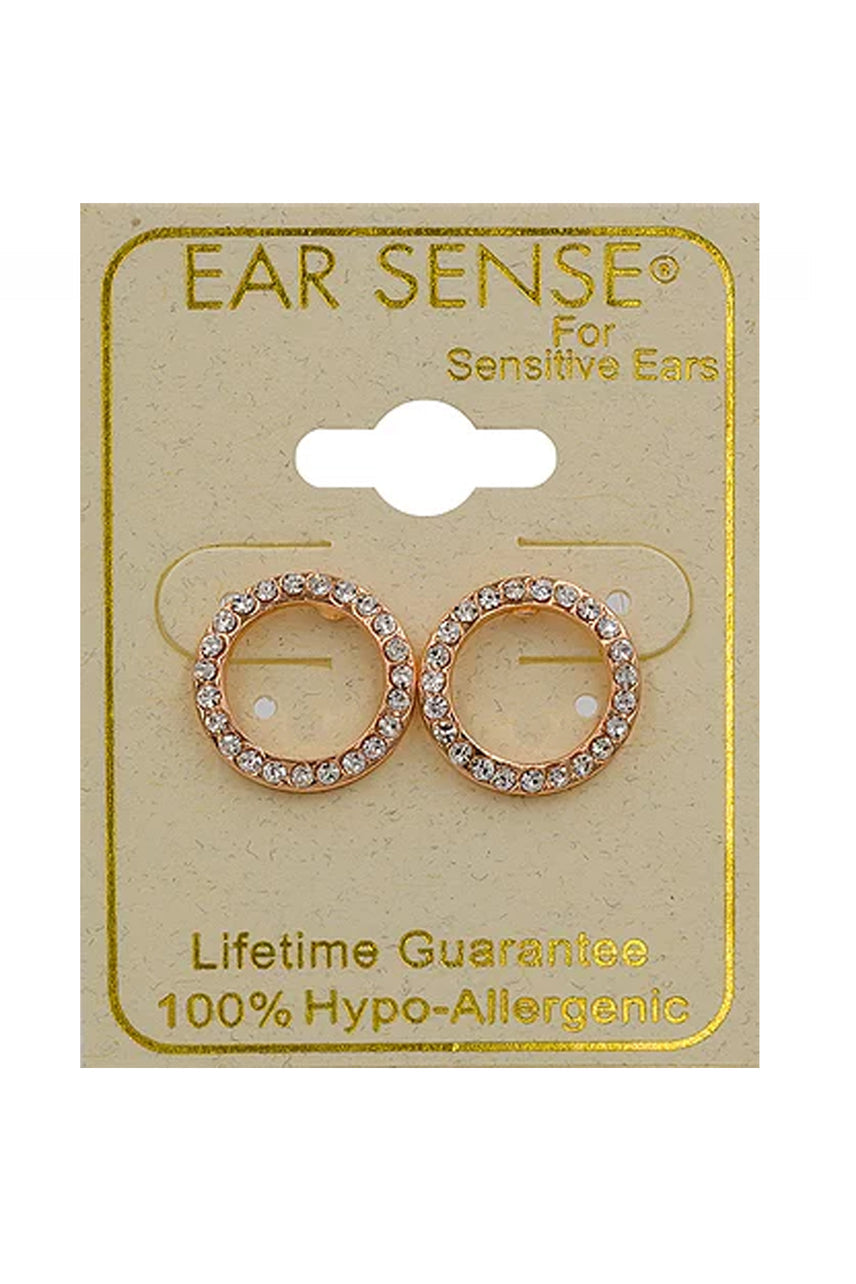 EarSense Small Crystal Rose Gold Circle